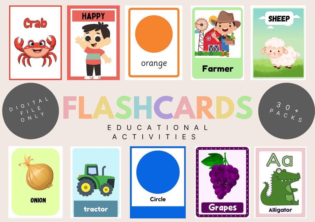 30+ Packs of Educational Flashcards (animals, Alphabet, Numbers ...