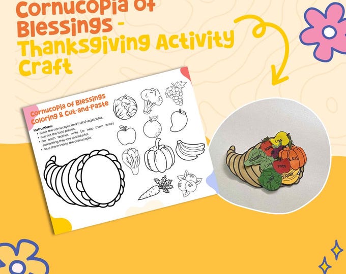 Give Thanks Cornucopia Thanksgiving Prayer Bible Craft Activity, Sunday ...