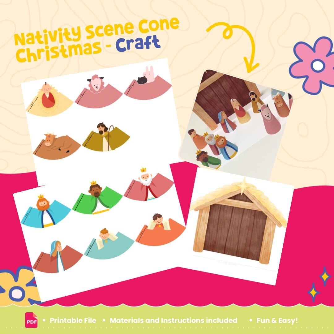 Nativity Cone Scene Christmas Activity for Preschoolers | Printable ...