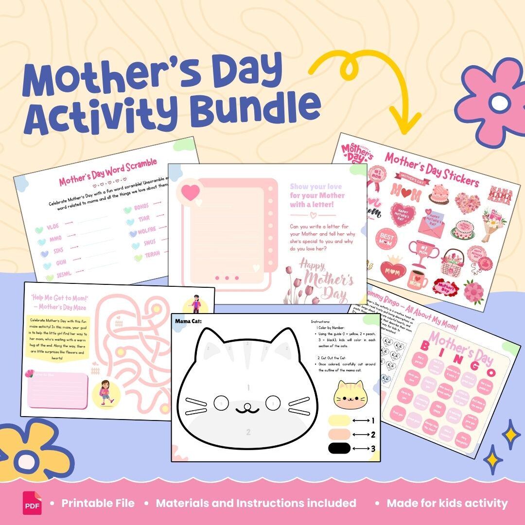Mother's Day Activity Bundle for Kids | Printable Worksheets | Coloring ...