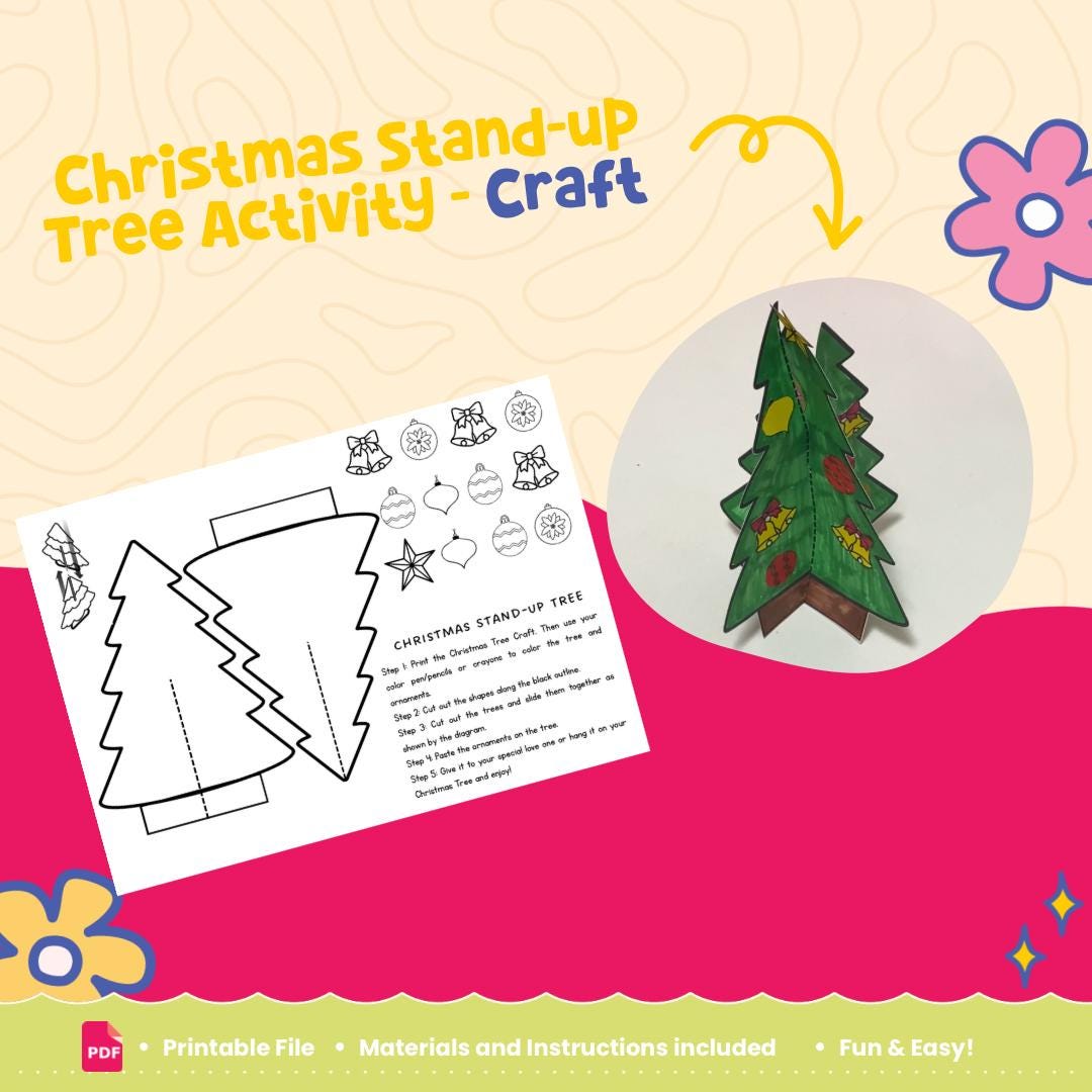 Christmas Stand-up Tree Activity for Preschoolers | Printable ...