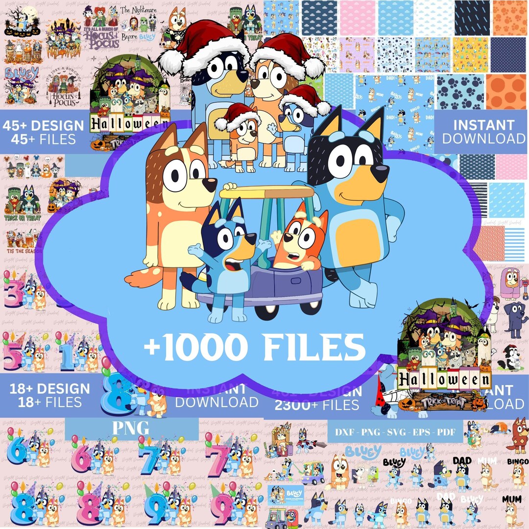 1000+ Mega Bluey Bundle, Bluey Cut Files for Cricut, Bluey Clipart ...