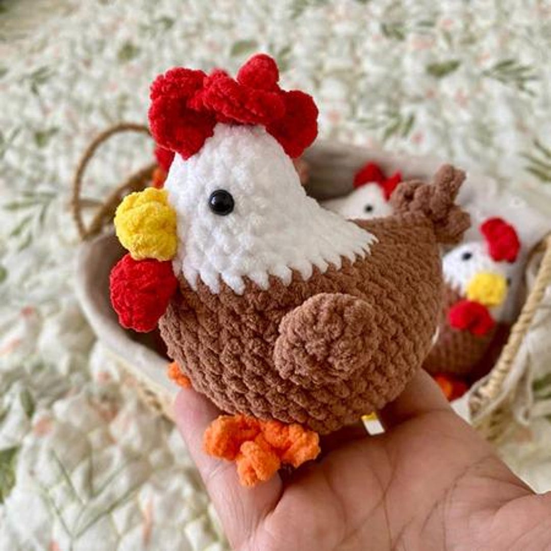 Handmade Chicken Toy , Plush Amigurumi Animal Toy, Crochet Stuffed ...