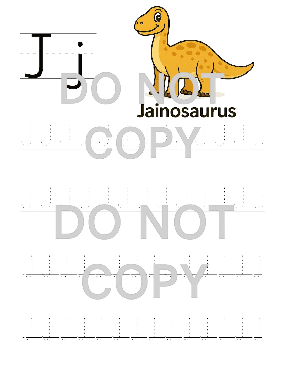 Dinosaur Alphabet Tracing Worksheet - Letter J | Preschool ...