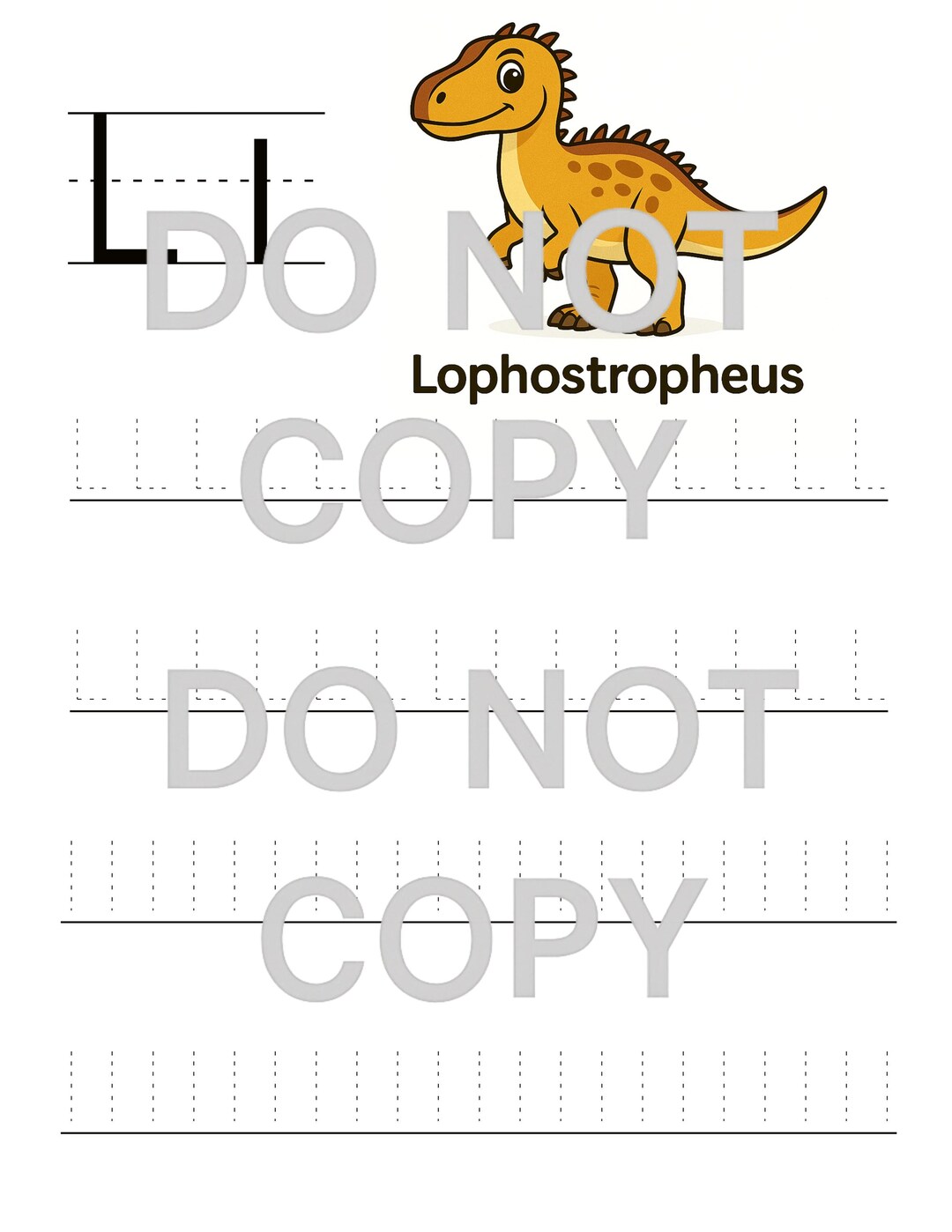 Dinosaur Alphabet Tracing Worksheet - Letter L | Preschool ...