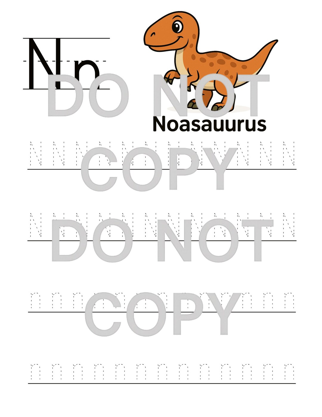 Dinosaur Alphabet Tracing Worksheet - Letter N | Preschool ...