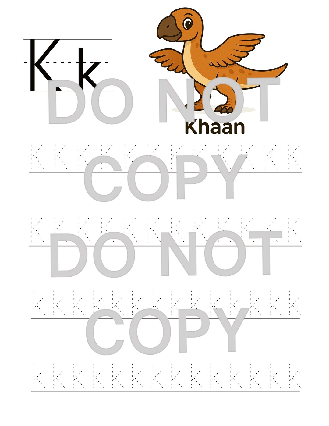 Dinosaur Alphabet Tracing Worksheet - Letter K | Preschool ...