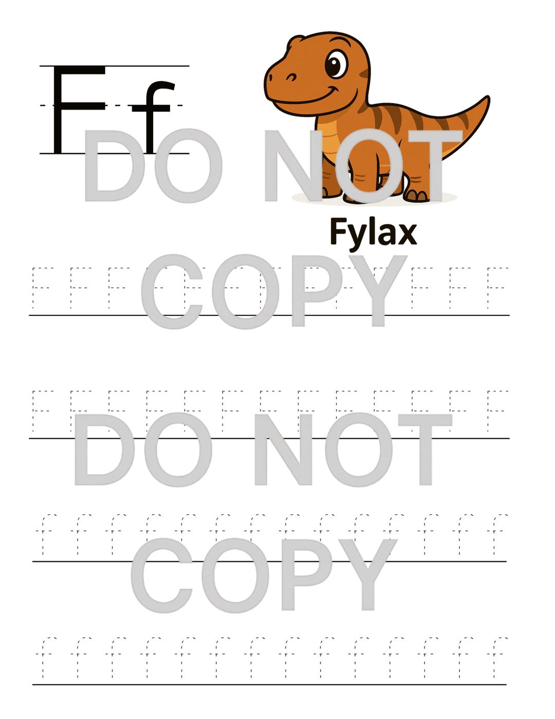Dinosaur Alphabet Tracing Worksheet - Letter F | Preschool ...