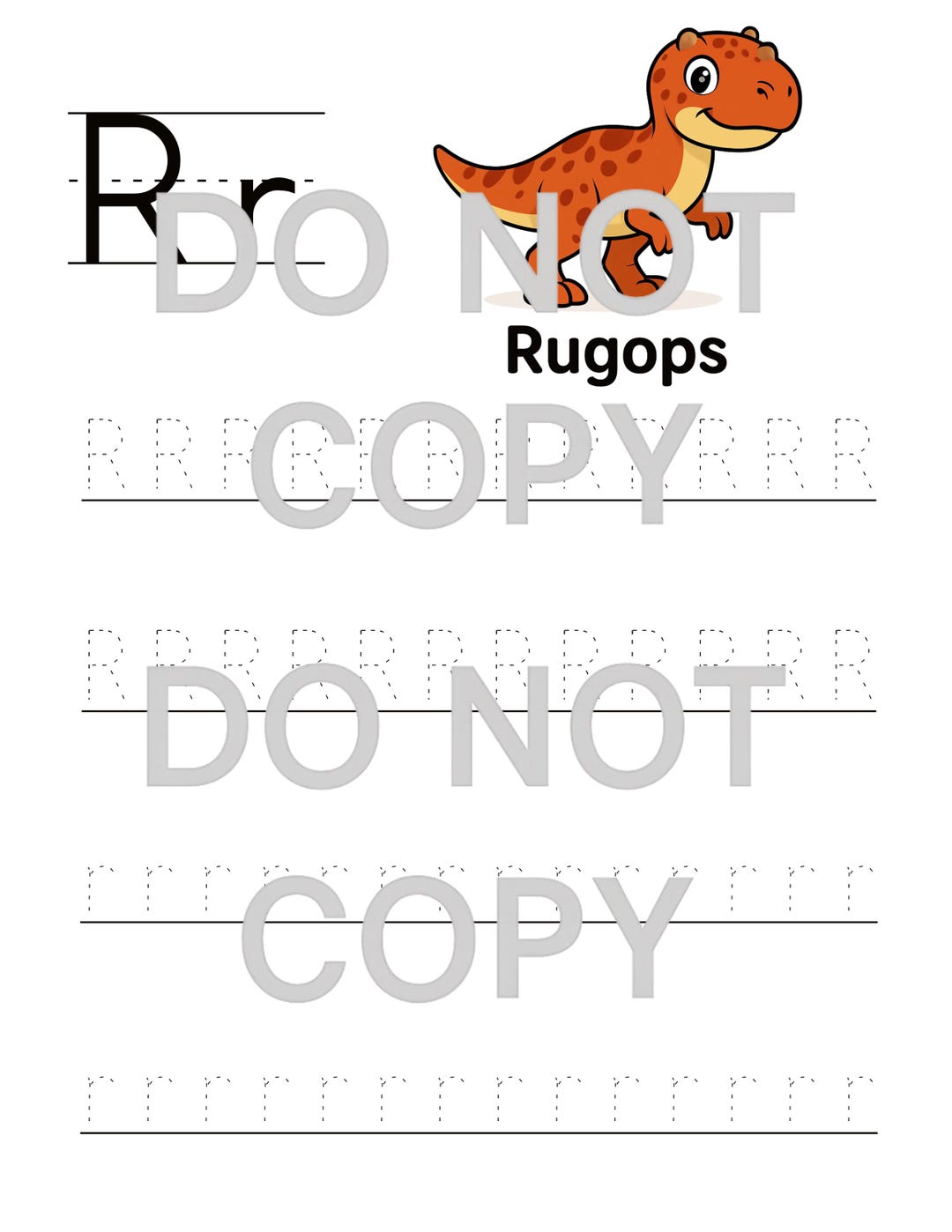 Dinosaur Alphabet Tracing Worksheet - Letter R | Preschool ...