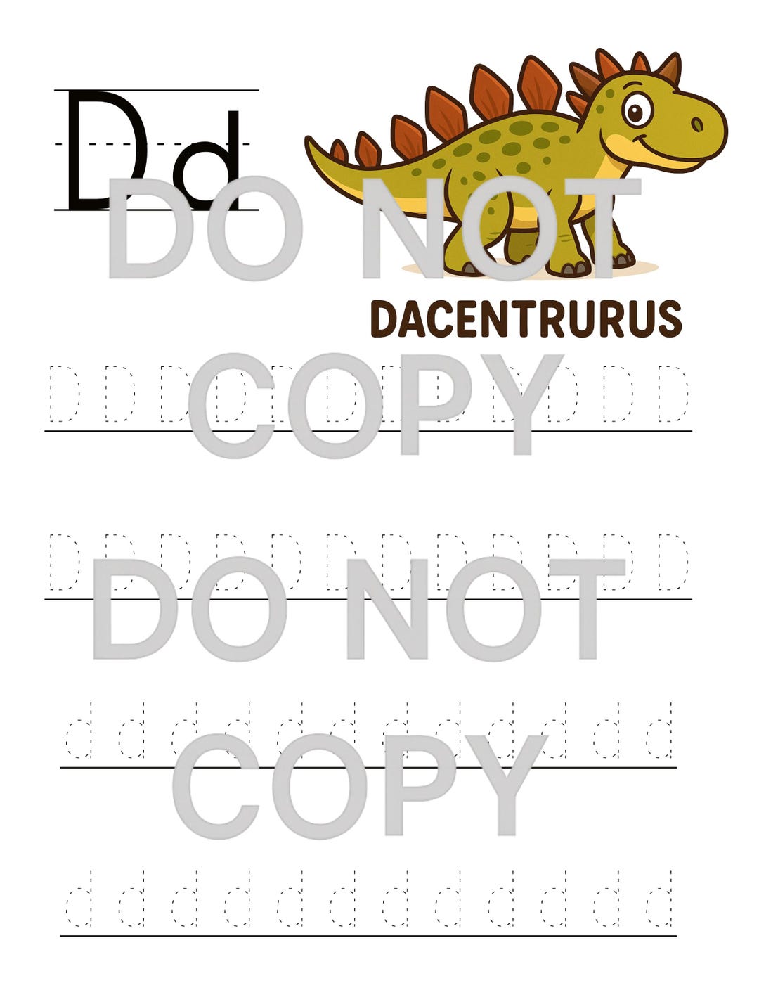 Dinosaur Alphabet Tracing Worksheet - Letter D | Preschool ...