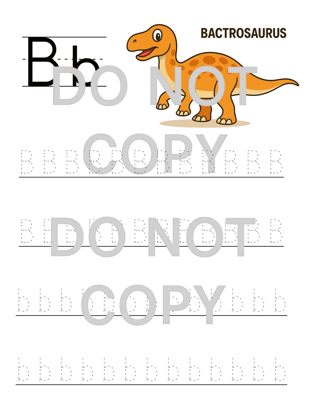 Dinosaur Alphabet Tracing Worksheet - Letter B | Preschool ...