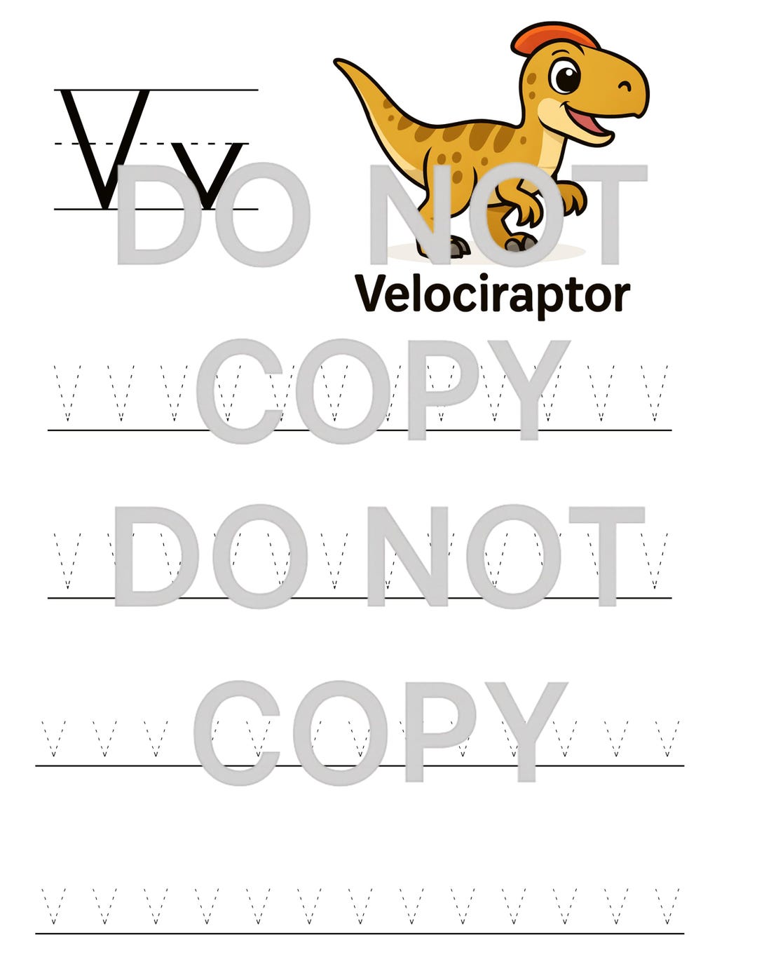 Dinosaur Alphabet Tracing Worksheet - Letter V | Preschool ...