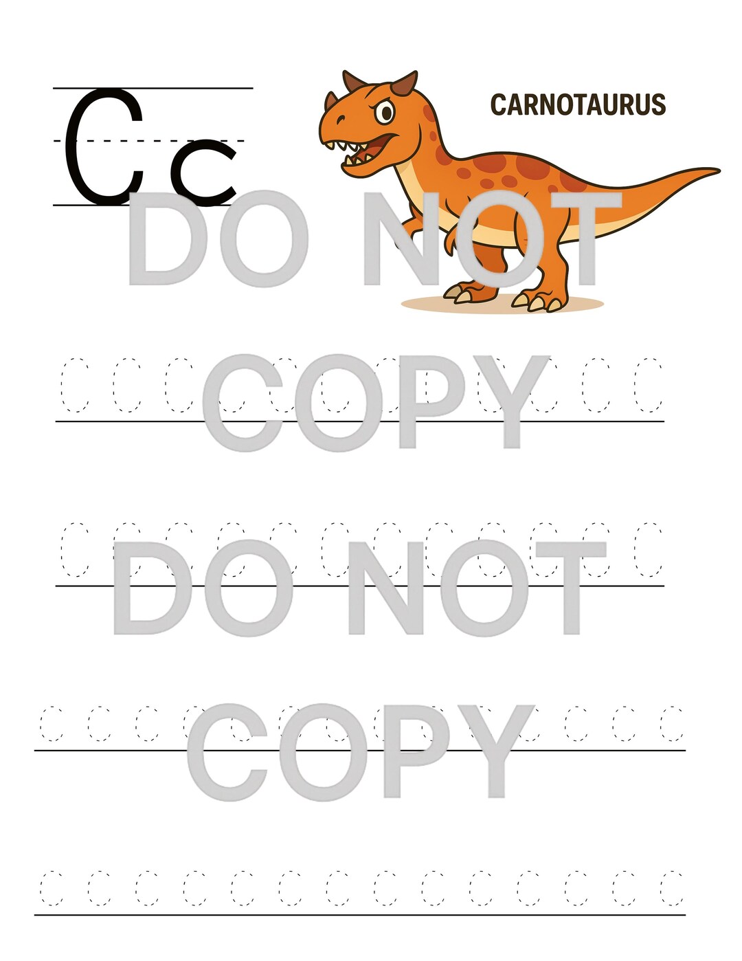 Dinosaur Alphabet Tracing Worksheet - Letter C | Preschool ...