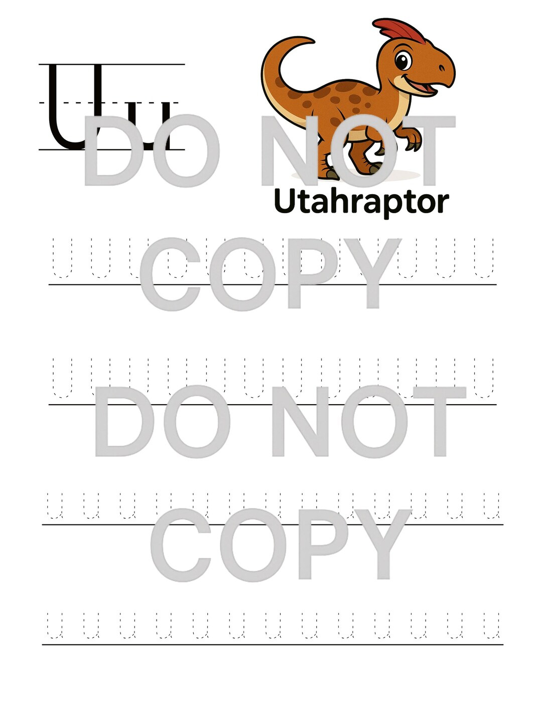 Dinosaur Alphabet Tracing Worksheet - Letter U | Preschool ...