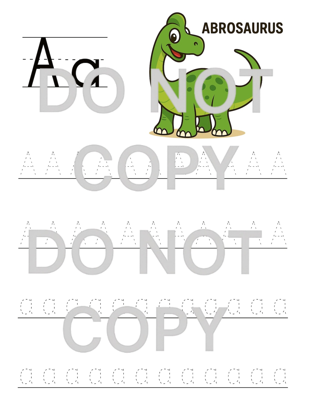Dinosaur Alphabet Tracing Worksheet - Letter A | Preschool ...