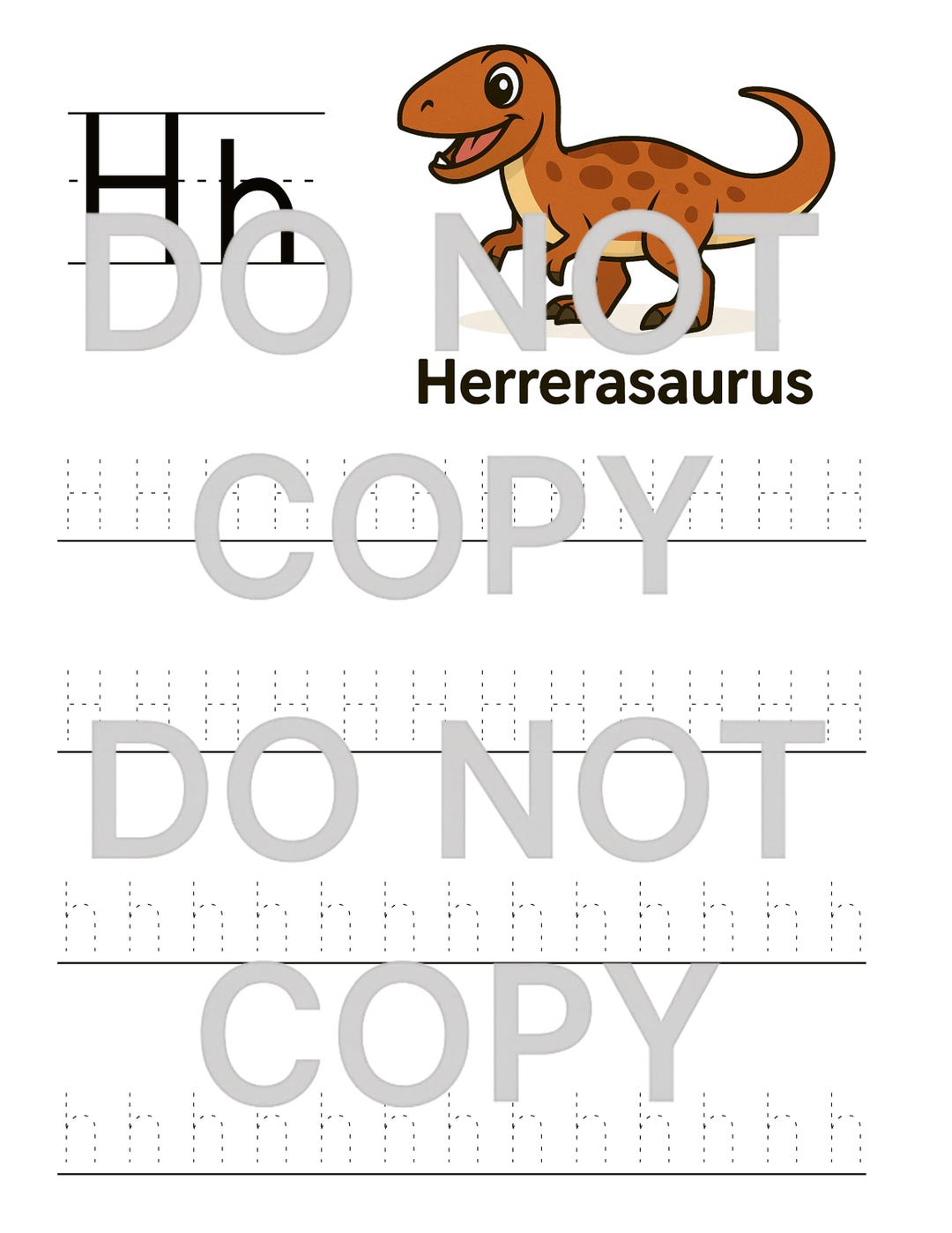 Dinosaur Alphabet Tracing Worksheet - Letter H | Preschool ...