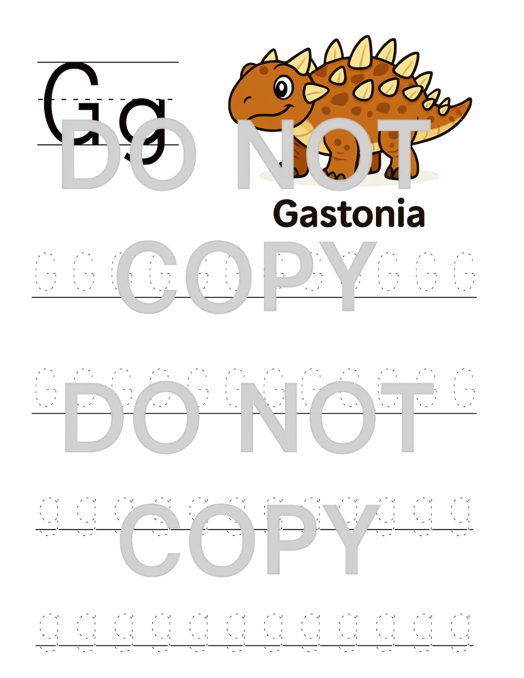 Dinosaur Alphabet Tracing Worksheet - Letter G | Preschool ...