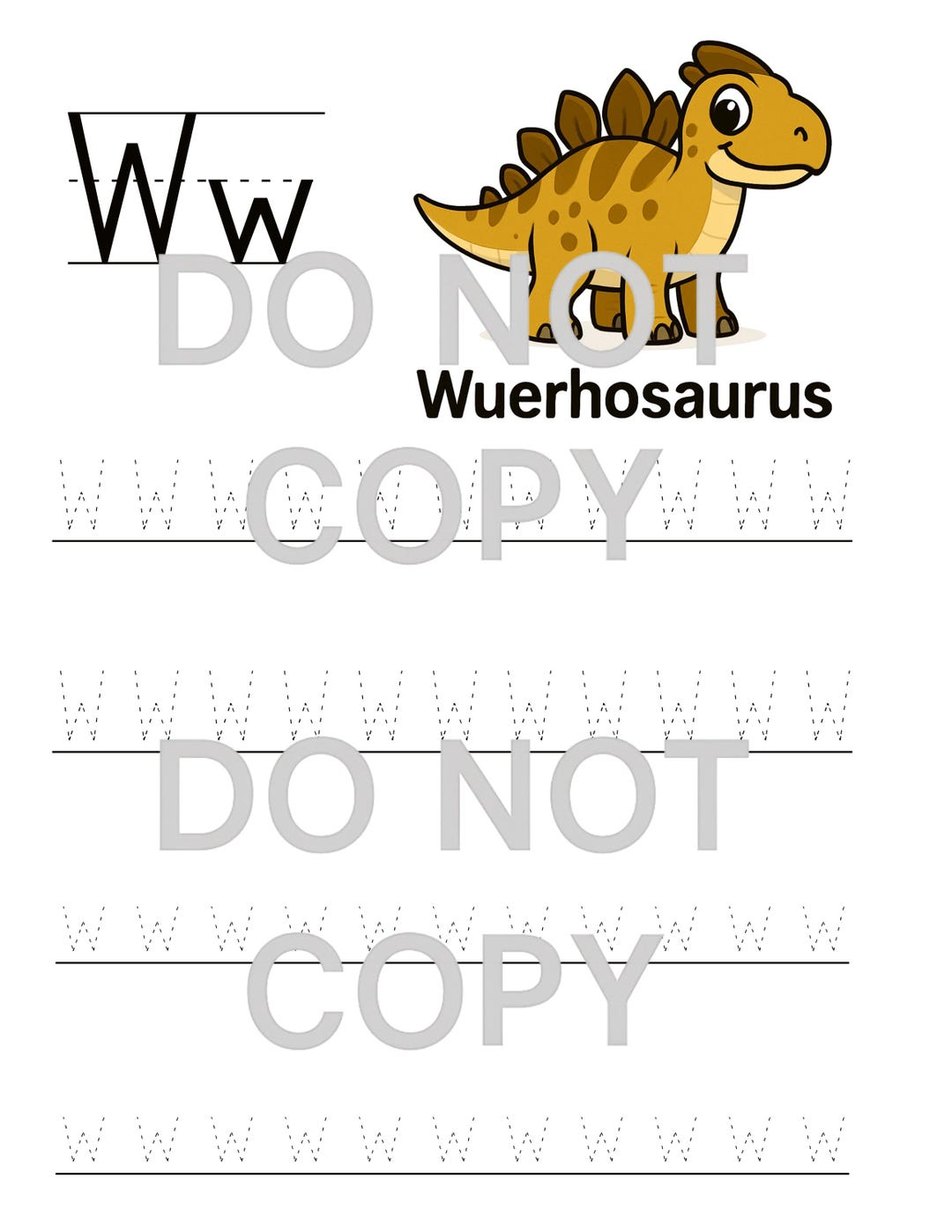 Dinosaur Alphabet Tracing Worksheet - Letter W | Preschool ...