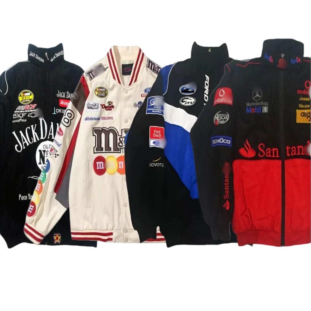 Vintage F1 Formula 1 Biker Racing Jacket, Y2k Style Sports Windbreaker ...