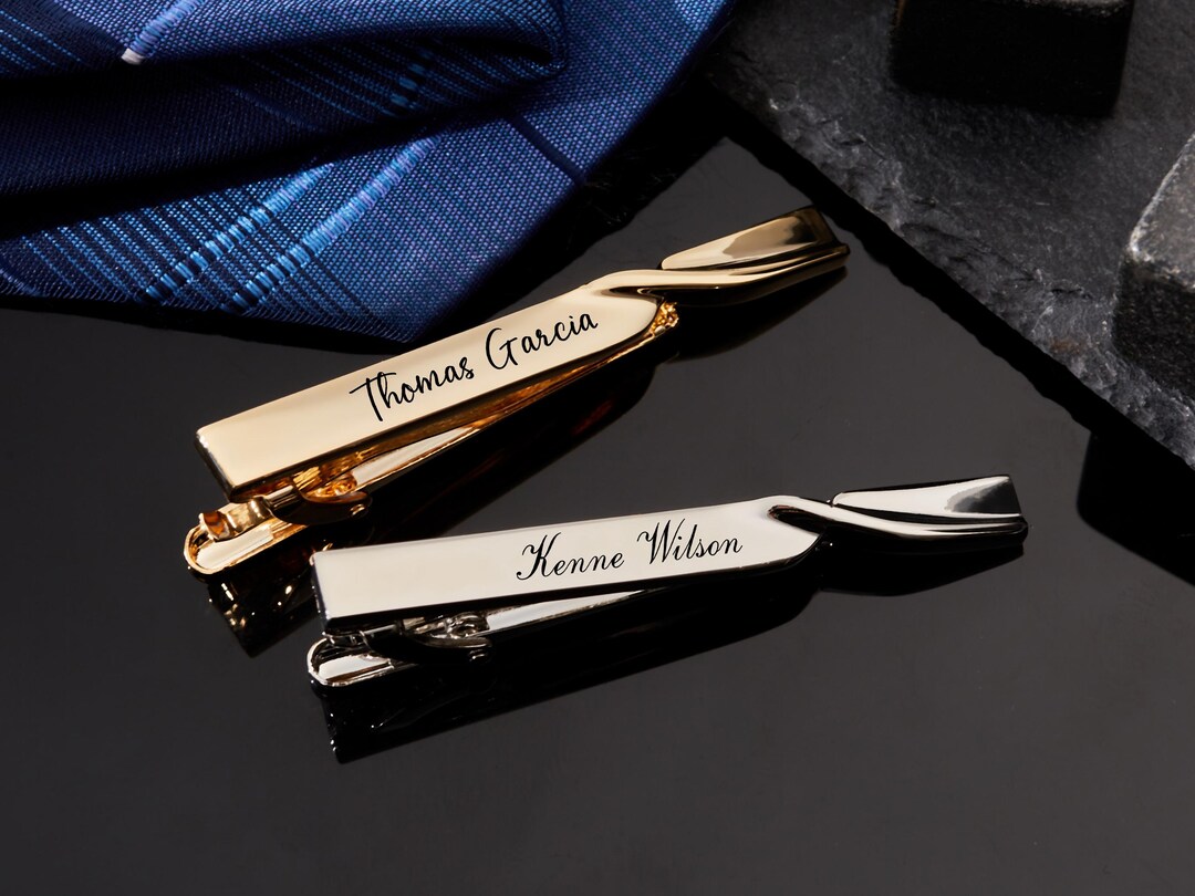 Personalized Tie Bar, Engraved Stainless Steel Twist Tie Clip, Wedding ...