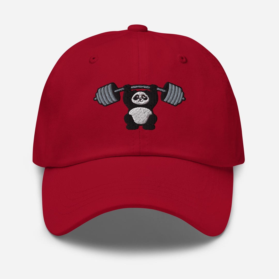 Cute Fun Gym Hat | Panda Lifting Weights Hat | Funny Gym Baseball Cap ...