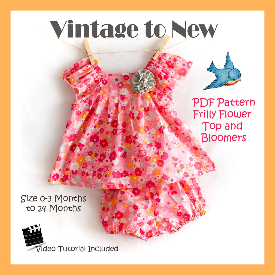 PDF Sewing Pattern Frilly Flower Top and Bloomers 0-3 Months - Etsy
