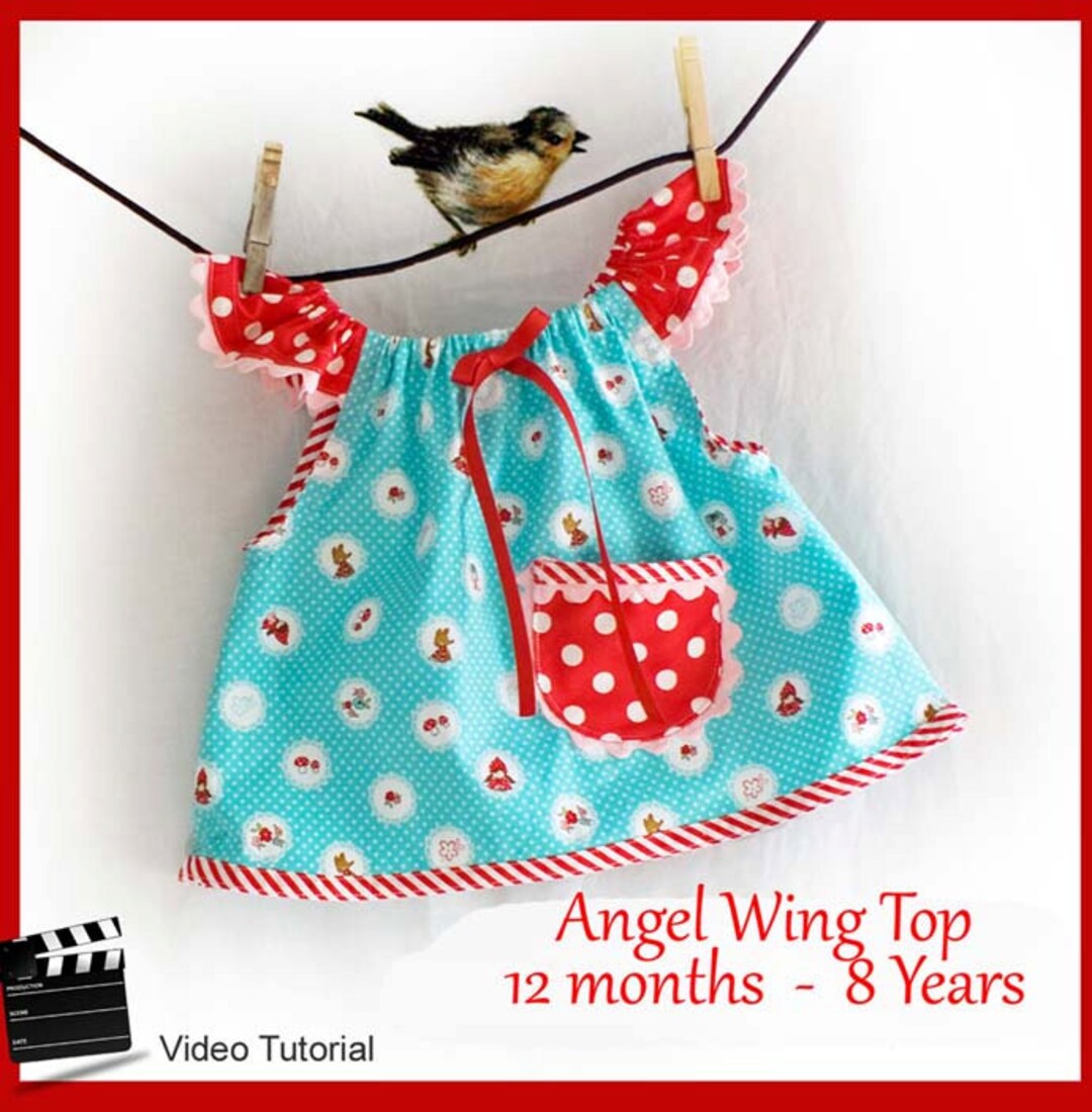 Angel Wing Top PDF Pattern and Video Tutorial 12 Month 2 3 4 5 6 7 8 ...