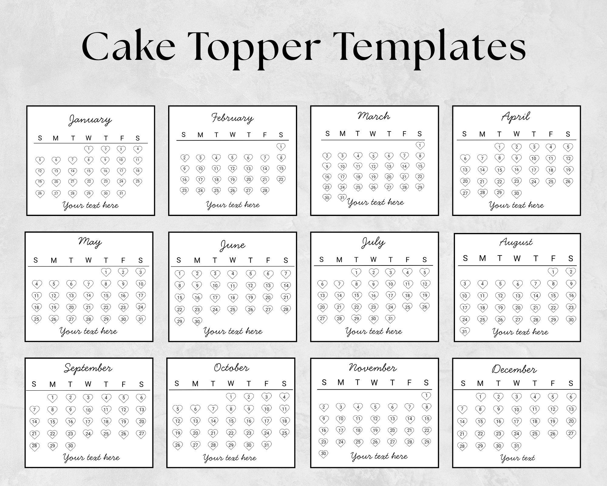 Heart Cake Toppers 2025 Calendar, Burn Away Cake Topper Calendar ...