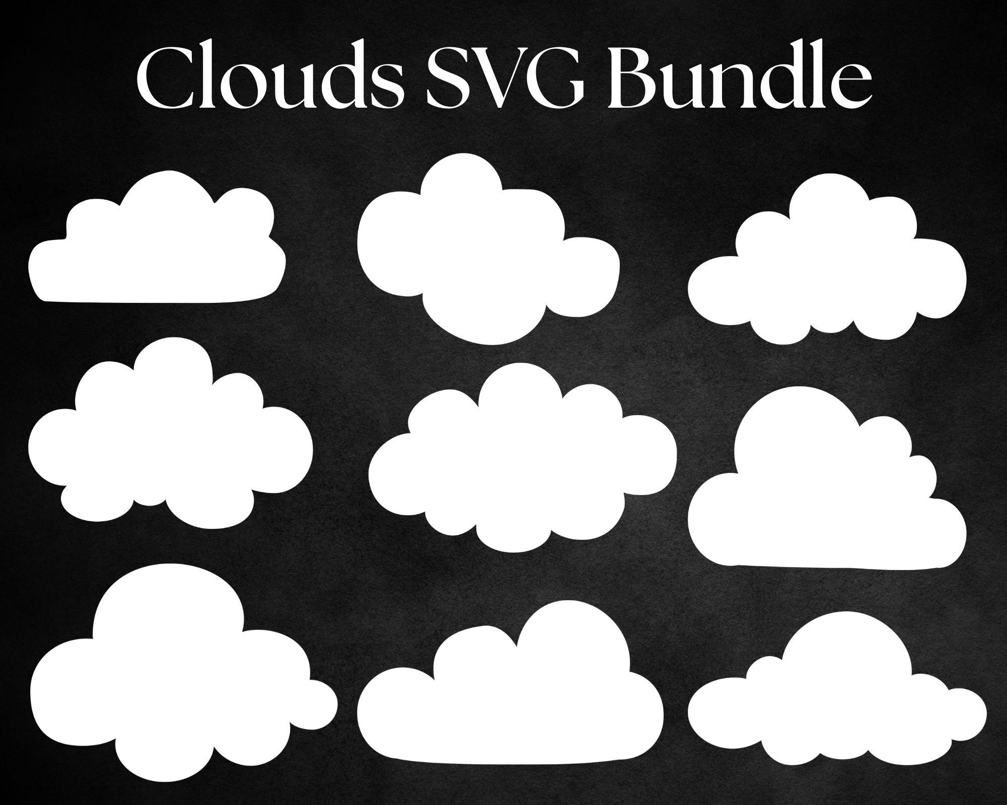 Clouds SVG, Set of Clouds, Clouds Clipart, White Clouds, Fluffy Clouds ...