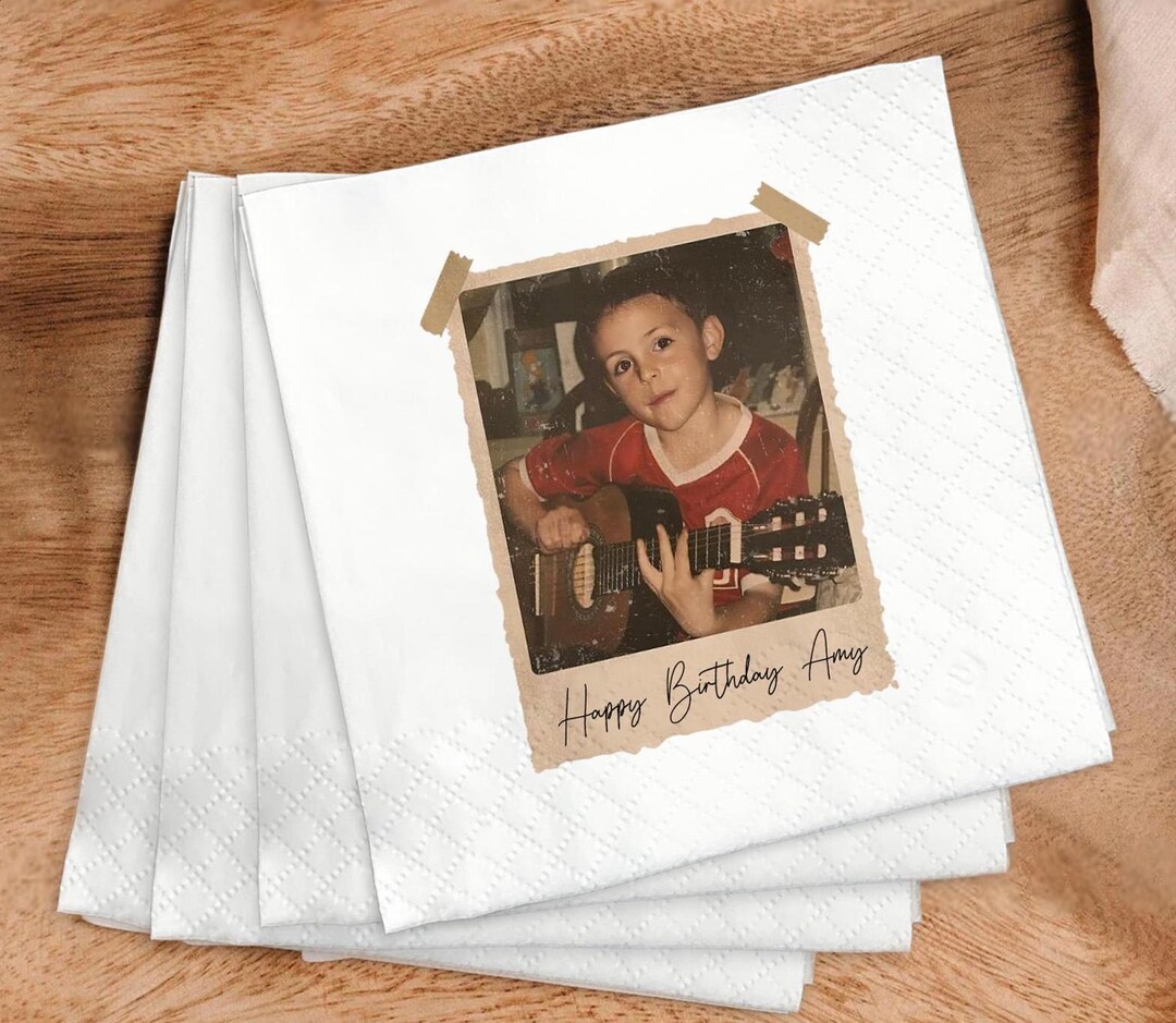 Custom Photo Napkins With Any Text Napkins, Personalized Birthday ...
