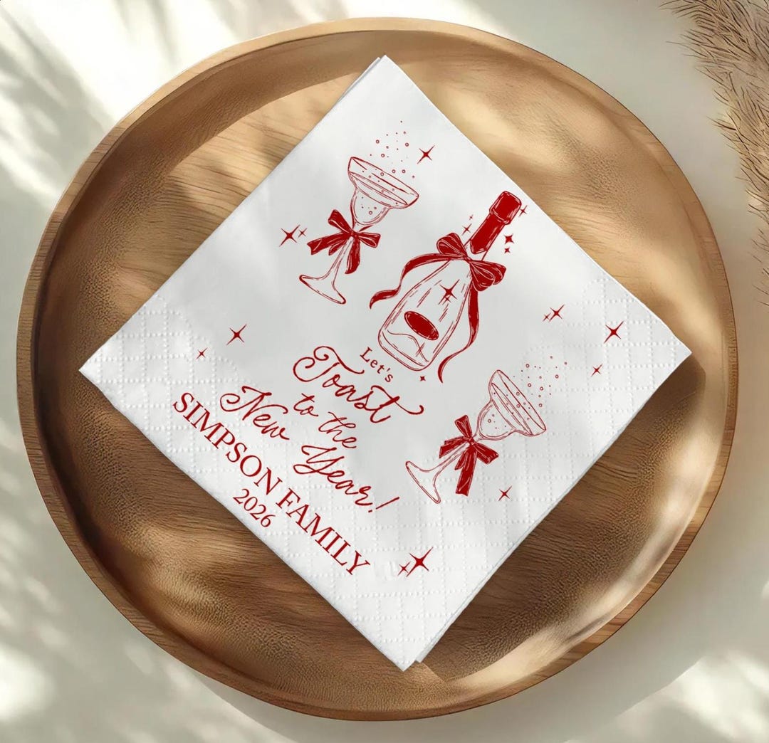 Personalized Let's Toast Napkins, New Year's Eve Party, Bachelorette ...