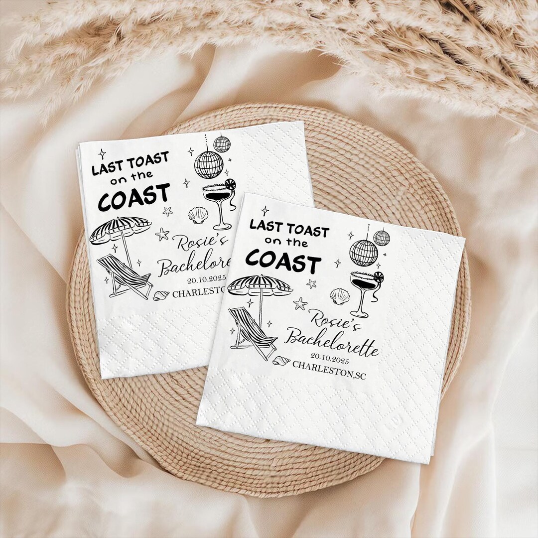Personalized Last Toast on the Coast Bachelorette Party Napkins ...
