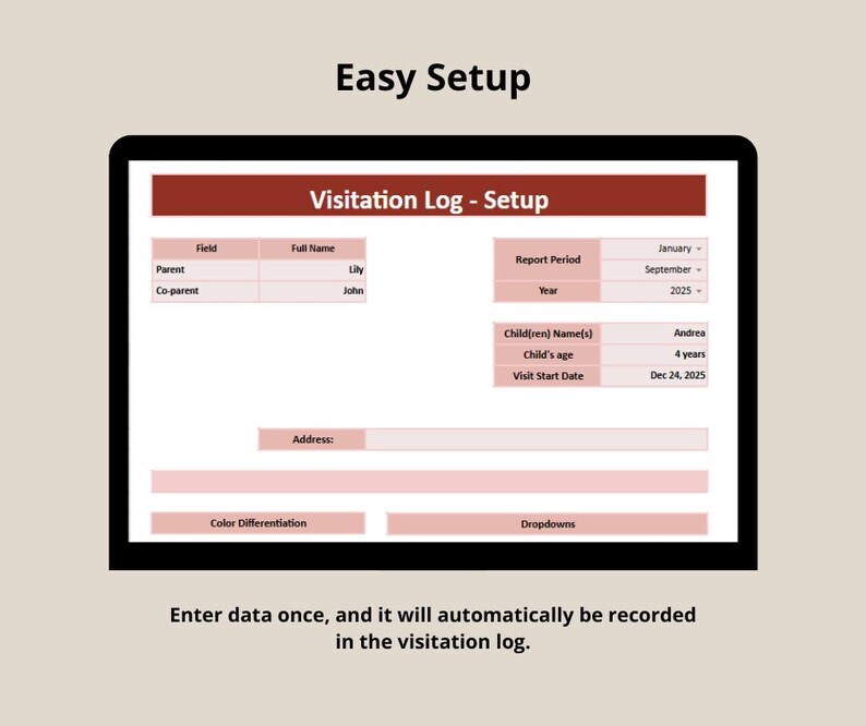 Co-parenting Visitation Tracker: Custody Schedules, Parent Time Sharing ...