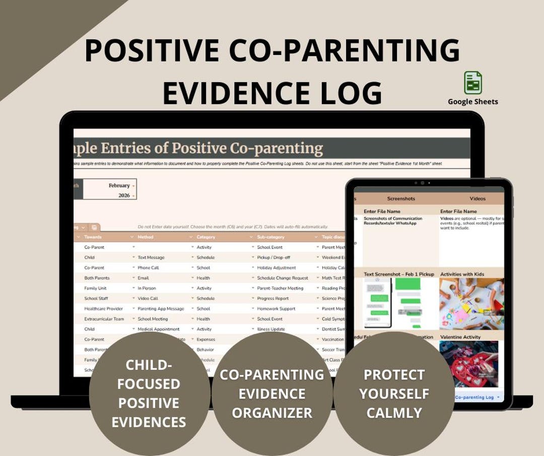 Positive Co-parenting Evidence Log Printable | Custody Documentation ...