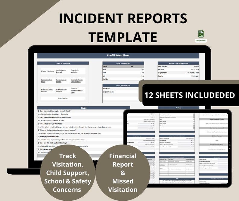 High-conflict Incident Reports Template Bundle: Co-parenting Incident ...