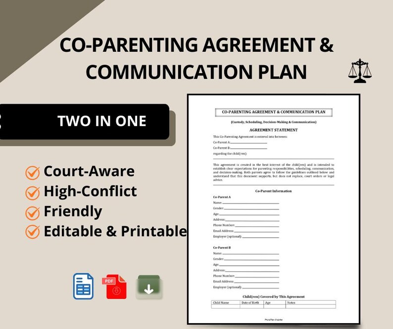 Co-parenting Agreement, Communication Plan Template: Custody Schedule ...