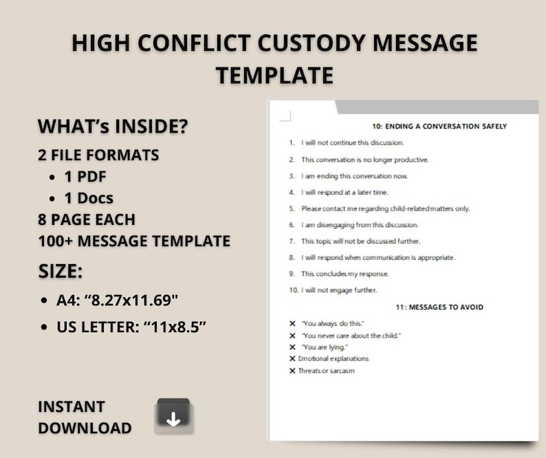 Co-parenting Text Message Templates, High-conflict Communication ...