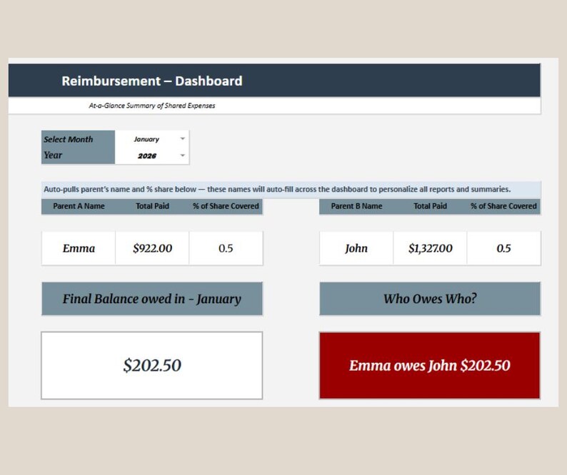 Custody Expense Reimbursement: Shared Expenses Split Calculator, Track ...