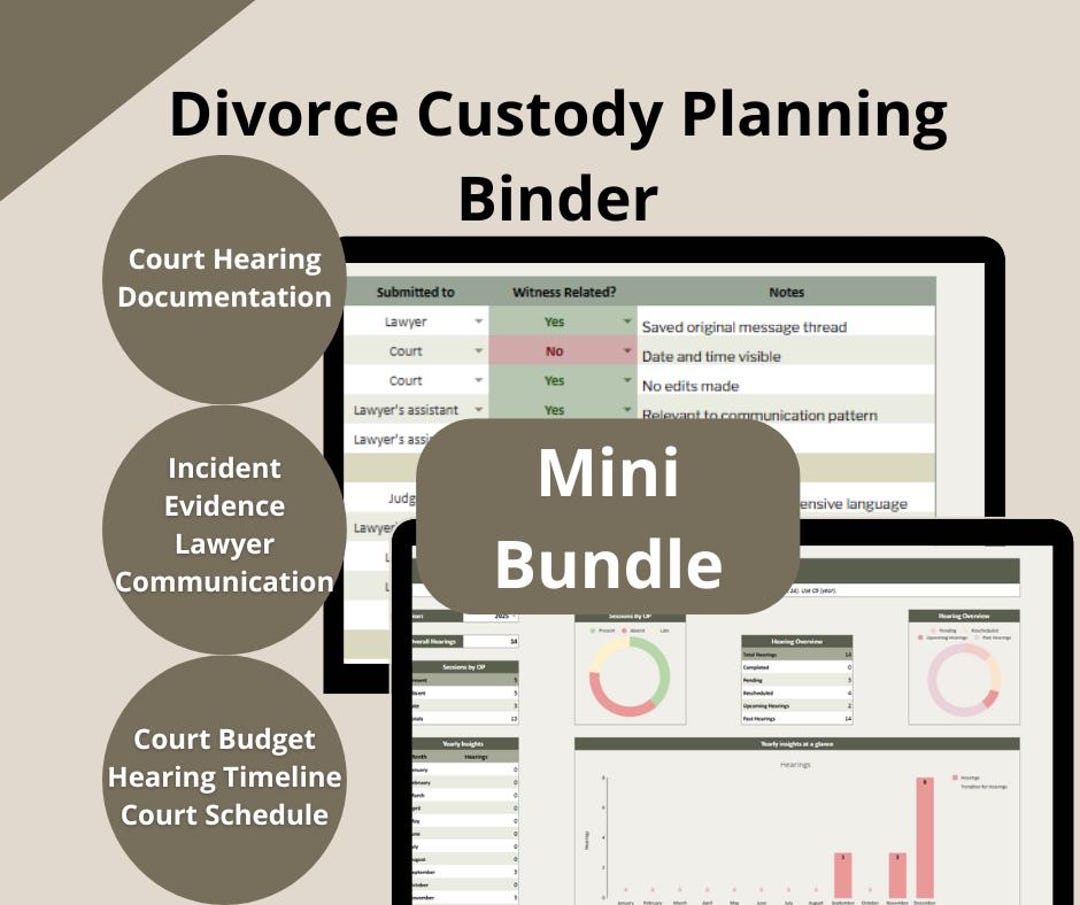 Custody Planner & Tracker: Court, Budget, Evidence Organizer (excel ...