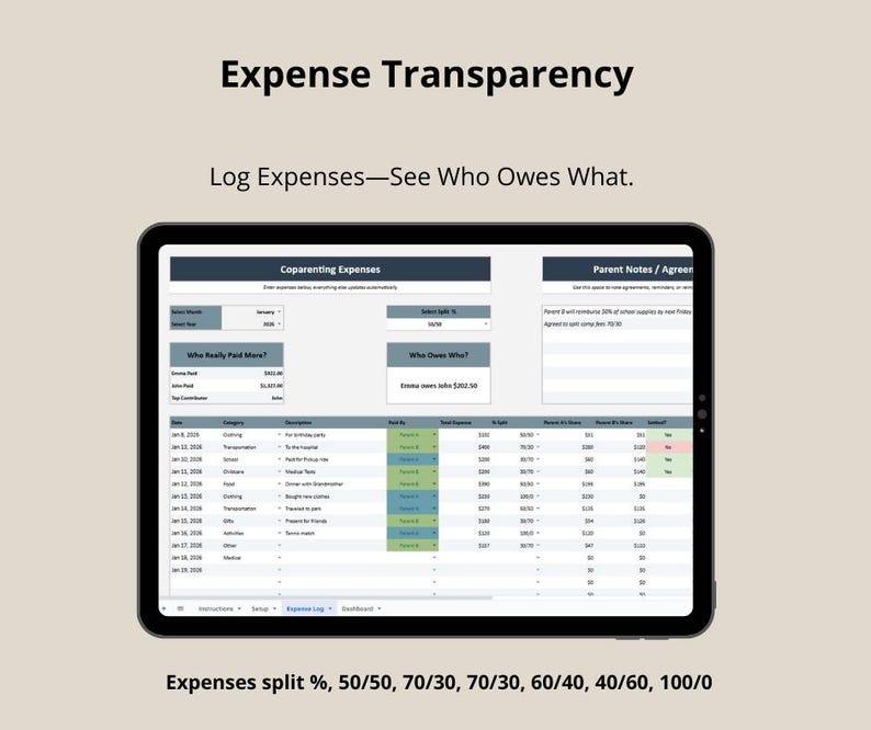 Custody Expense Reimbursement: Shared Expenses Split Calculator, Track ...