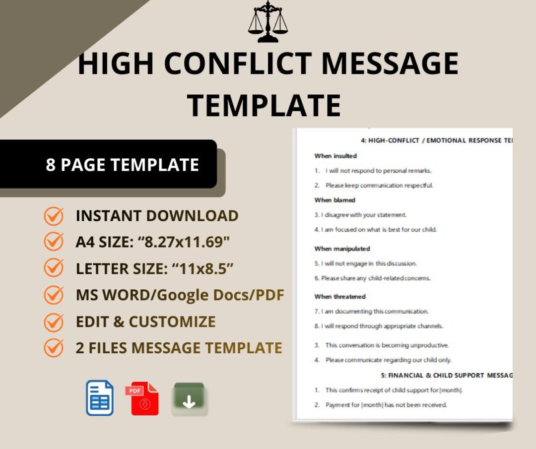 Co-parenting Text Message Templates, High-conflict Communication ...