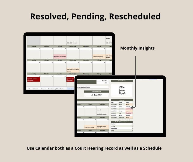 Custody Court Hearing Tracker: High-conflict Trial Templates, Upcoming ...