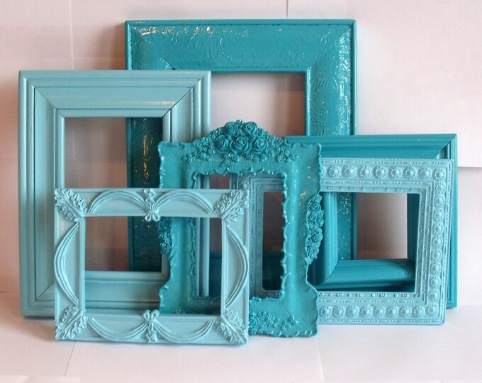 Seaside Frame Collection, Aqua & Turquoise Blue, 6 Pieces - Etsy