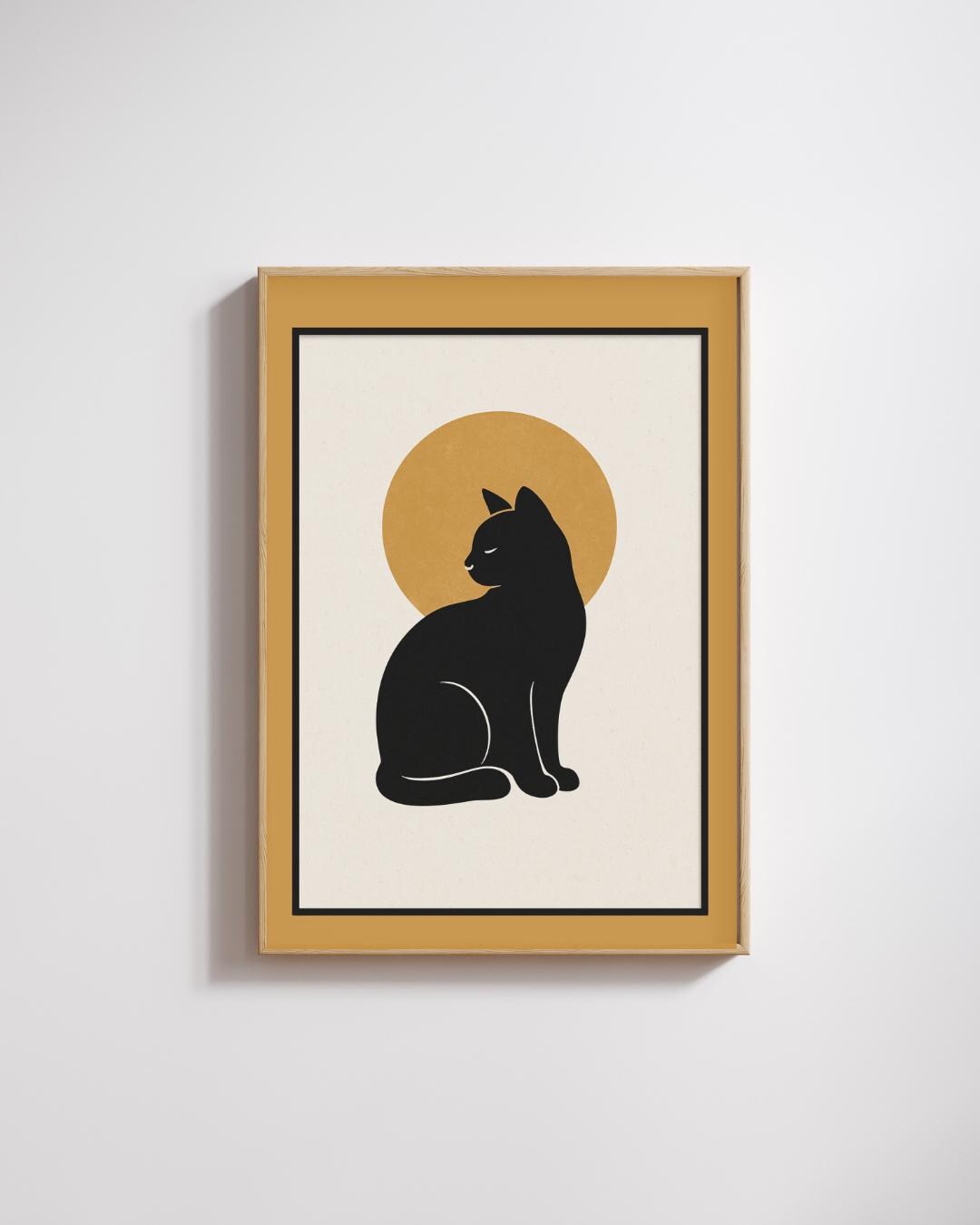 Minimalist Cat Wall Art – Zen Style Printable Poster – Black Cat ...