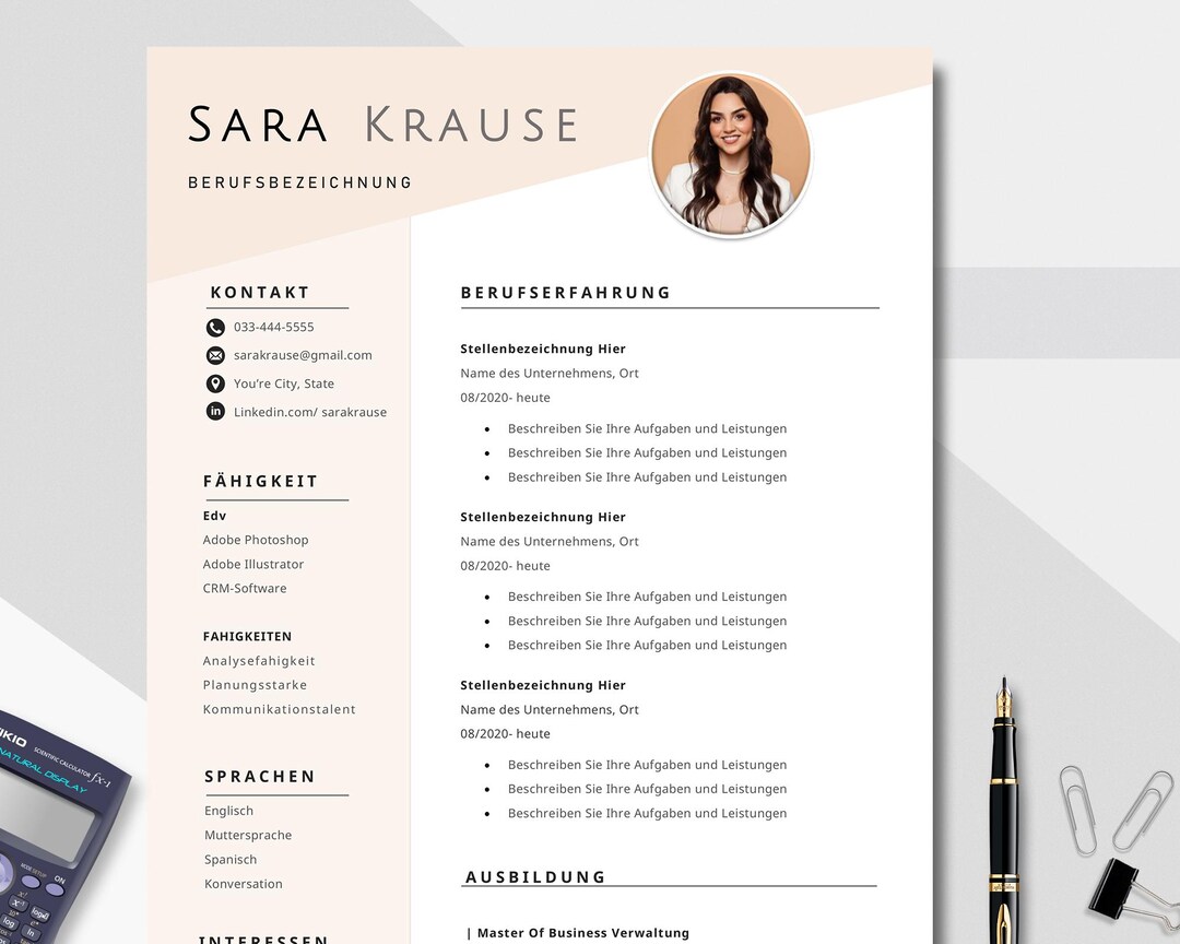 German Resume Template: CV, Cover Letter, and More (word & Pages ...