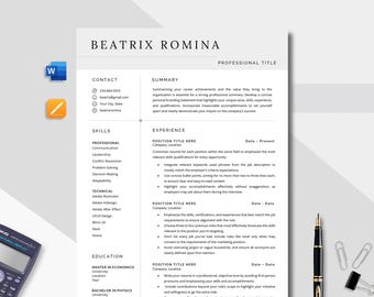 Modern Resume Template, Resume Google Docs, Resume Word, 1-3 Page ...