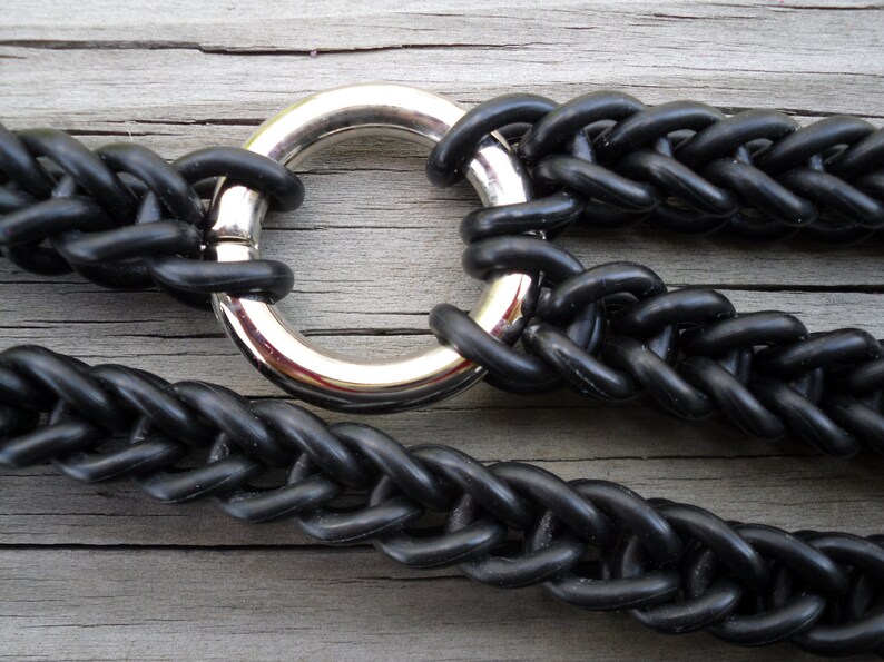 Leash Rubber Chain Maille Black With Nickel Hardware - Etsy