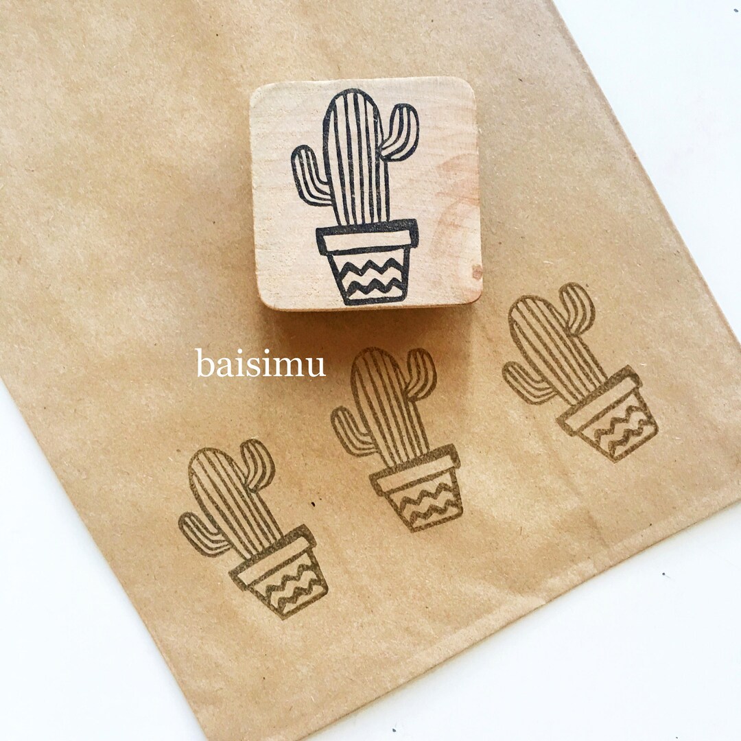 Cute Cactus Stamp/ Rubber Stamp/ Handmade Stamp/ Cactus Drawing ...