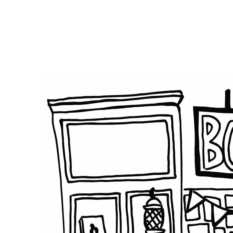 Printable art Melbourne bookshop/ hand drawn/ sketch/ | Etsy