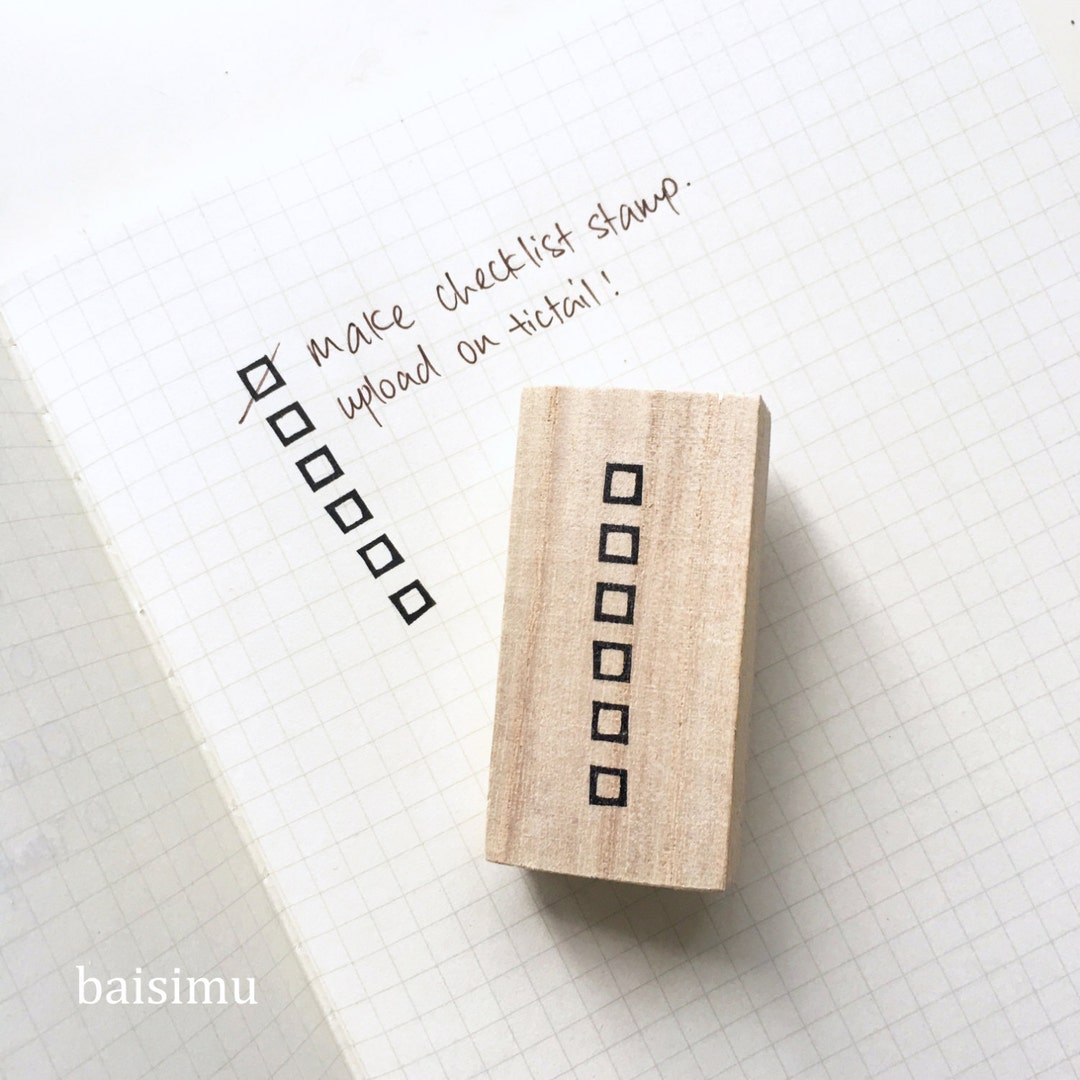 Handmade Checklist Stamp/ Vertical Checklist/ Squares/ Hand Carved ...